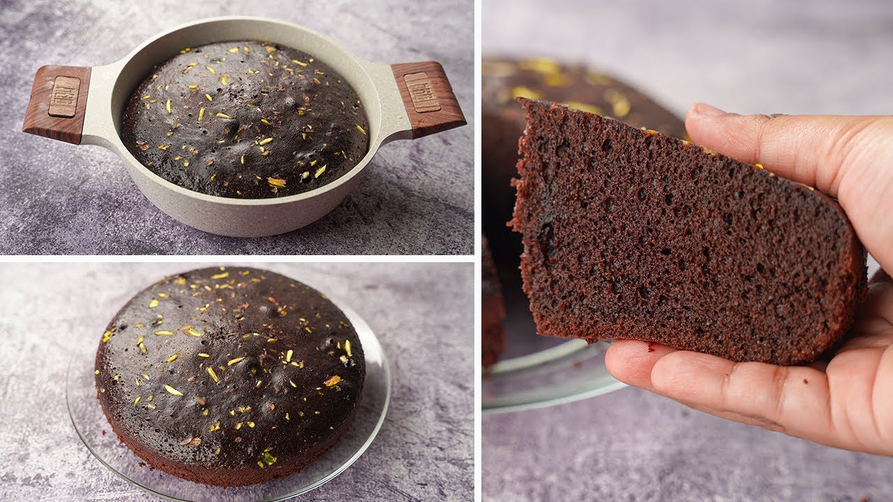 Chocolate Sponge Cake in Curry Pan | No Mould No Oven Soft Spongy ...