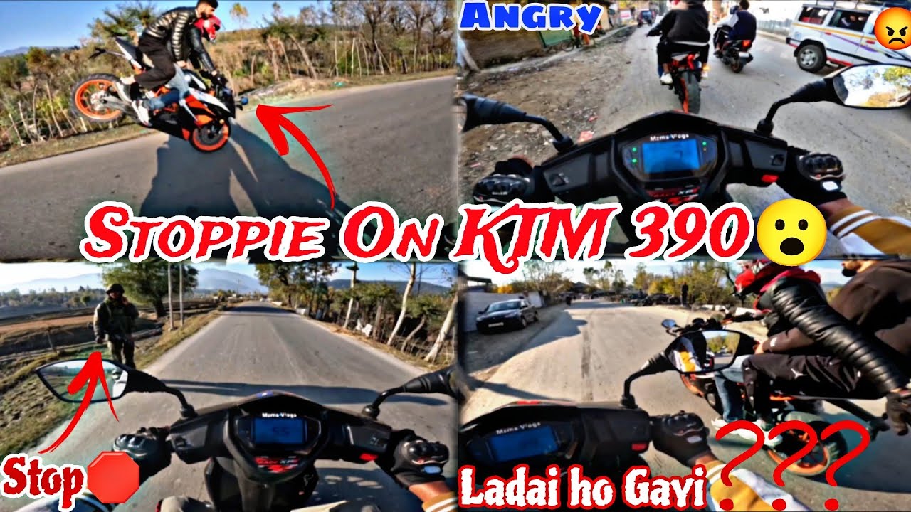 KTM Duke 390 Race🤬//Stoppie On KTM Duke 390😮//Chapri Riders kai Saat ...