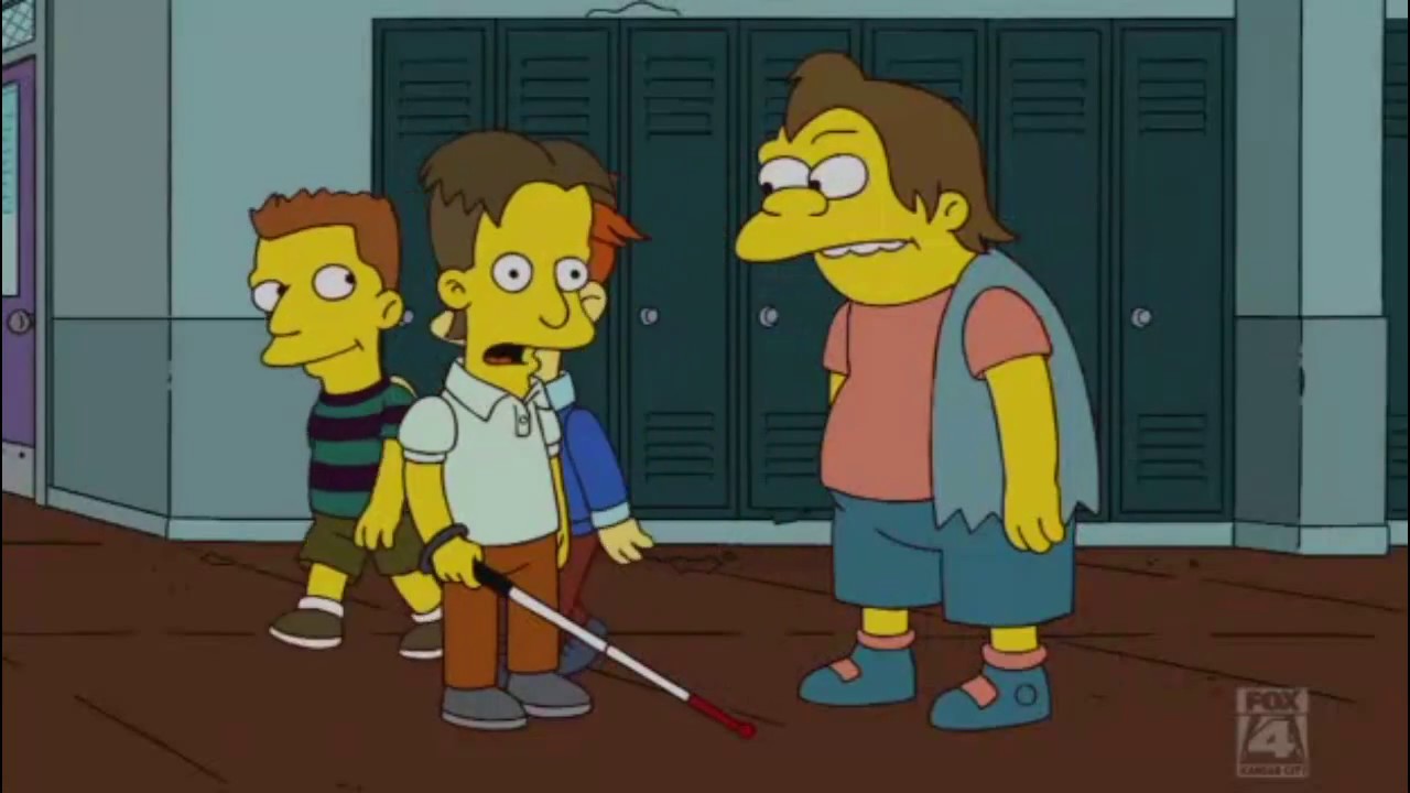 The Simpsons - Nelson befriends blind kid - YouTube