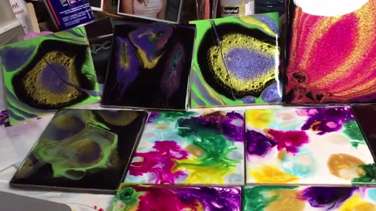 54 Resin Art_Tile Coasters_in 7 days - YouTube