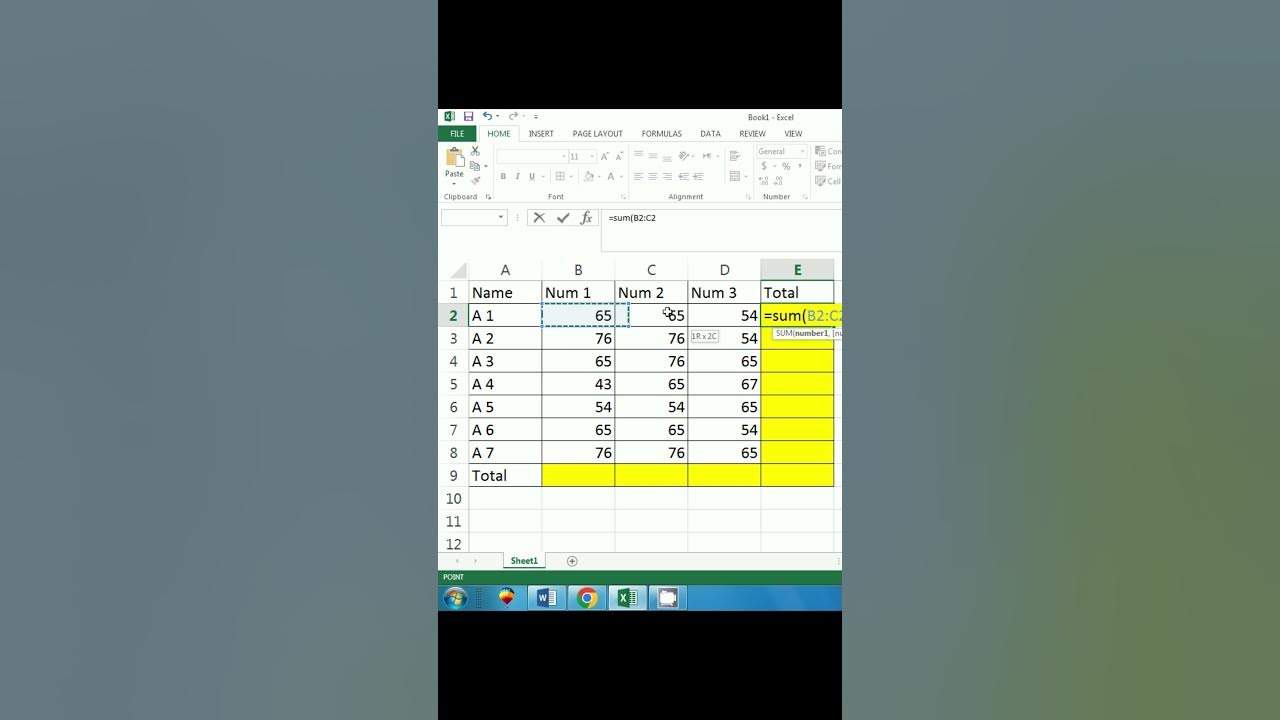Excel How to Sum all values at a time | Lunar Computer College - YouTube