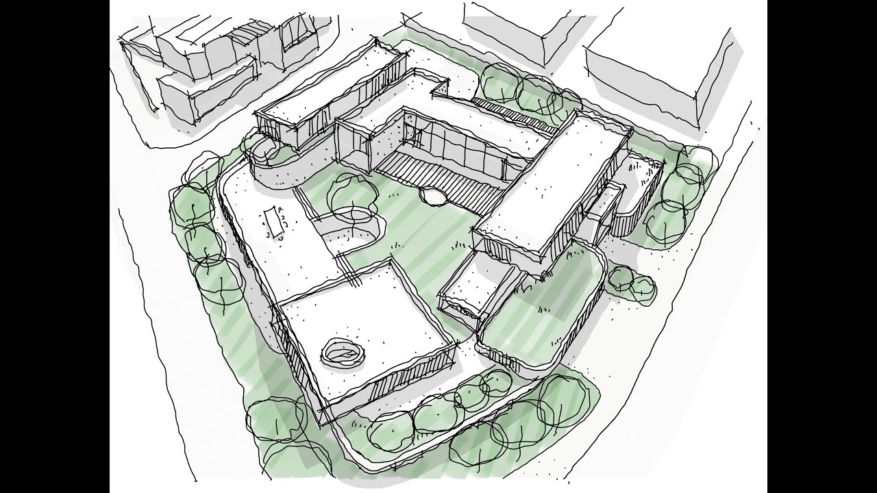 Aerial design development drawing of a new project - YouTube