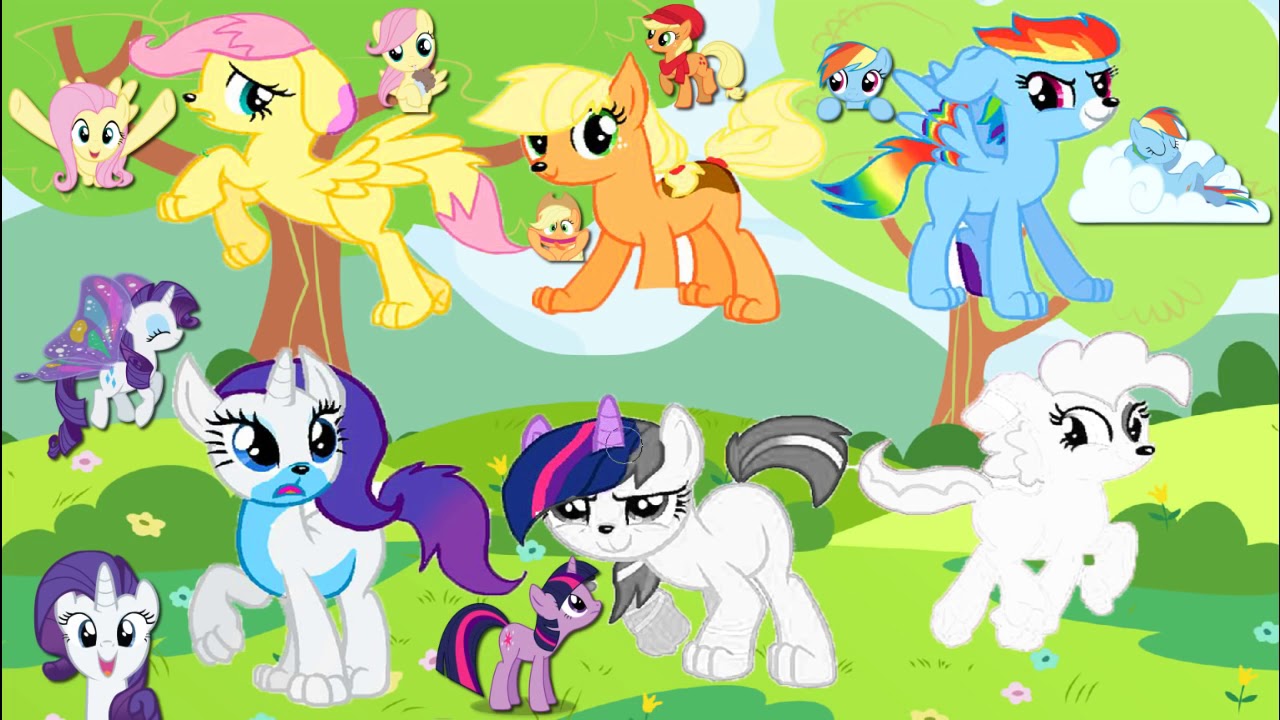 MLP Mane 6 DOGS - My Little Pony Coloring Book Video Episode For Kids ...