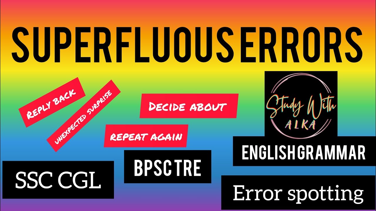 SUPERFLUOUS ERRORS IN ENGLISH. #ssccgl #bpscteacher #bpsctre # ...