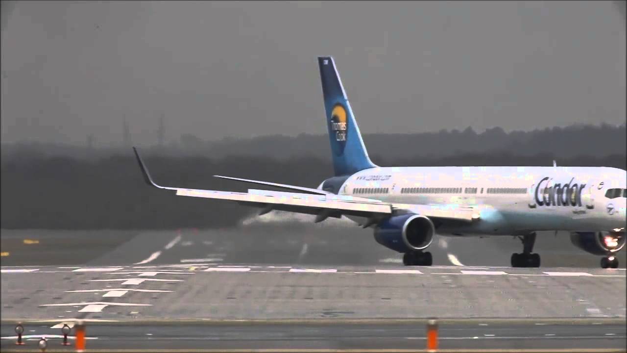 Landings and Departures at Düsseldorf Airport, 2 A340, A330, Condor ...