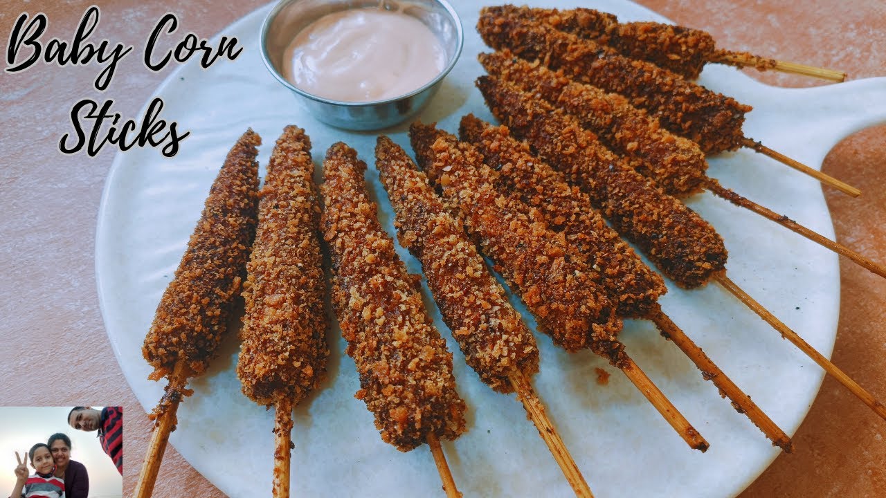 Crispy Baby Corn Sticks Recipe|Quick Baby Corn Lollipops recipe | baby ...