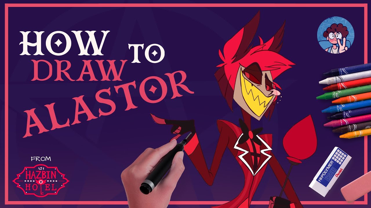 How to draw Alastor from hazbin hotel - YouTube
