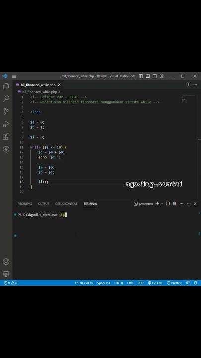 Fibonacci Series Using While Loop In Php Fibonacci Whileloop Php Code Fyp Youtube