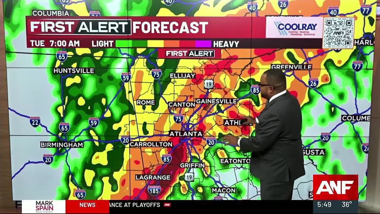 FIRST ALERT WEATHER DAY: Rain, storms in metro Atlanta Tuesday - YouTube
