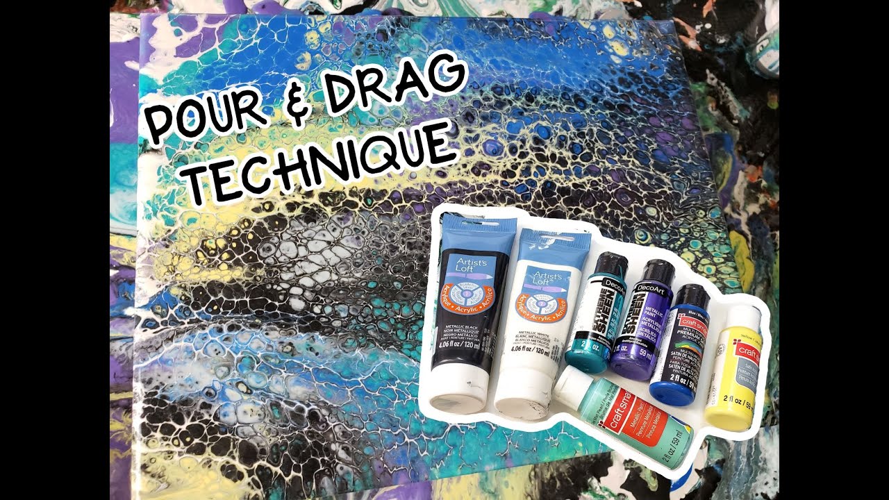 Acrylic fluid painting tutorial - pour & drag technique - black, white ...