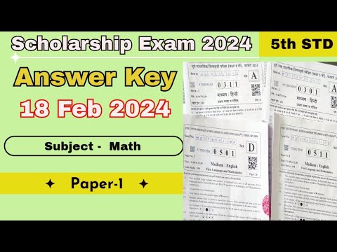 18 Feb 2024 Answer key Scholarship Exam math paper - YouTube