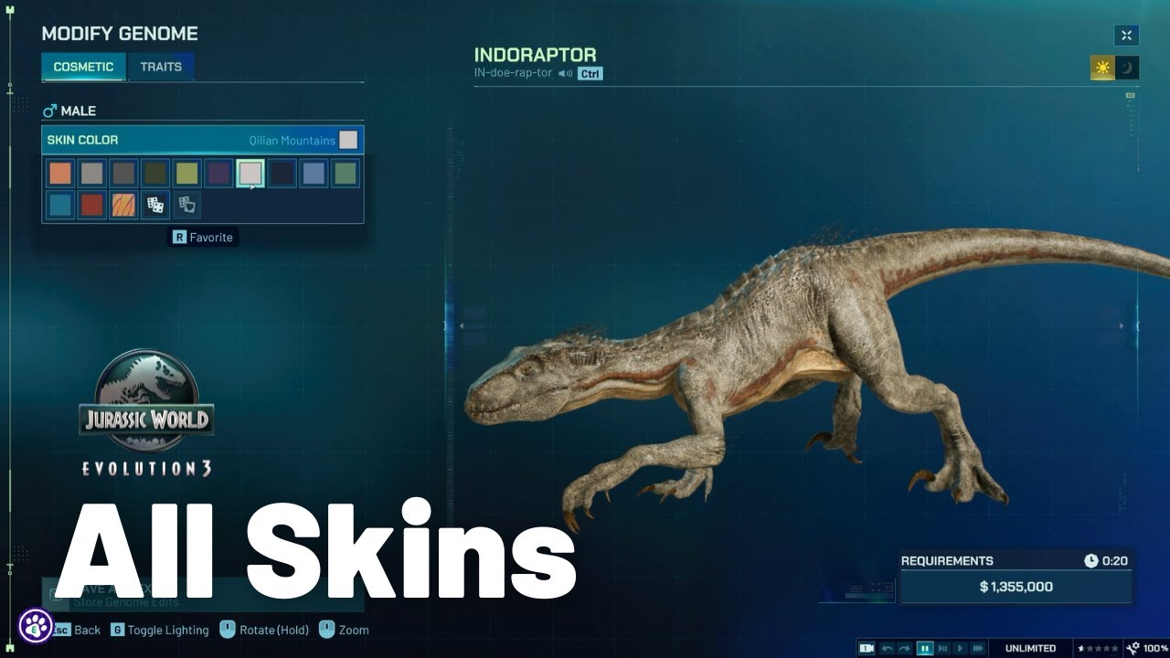 ALL Indoraptor Skins! | Jurassic World Evolution 3 | No Commentary ...