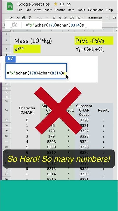 Add Special Characters In Google Sheets SHORTS || Subscripts ...