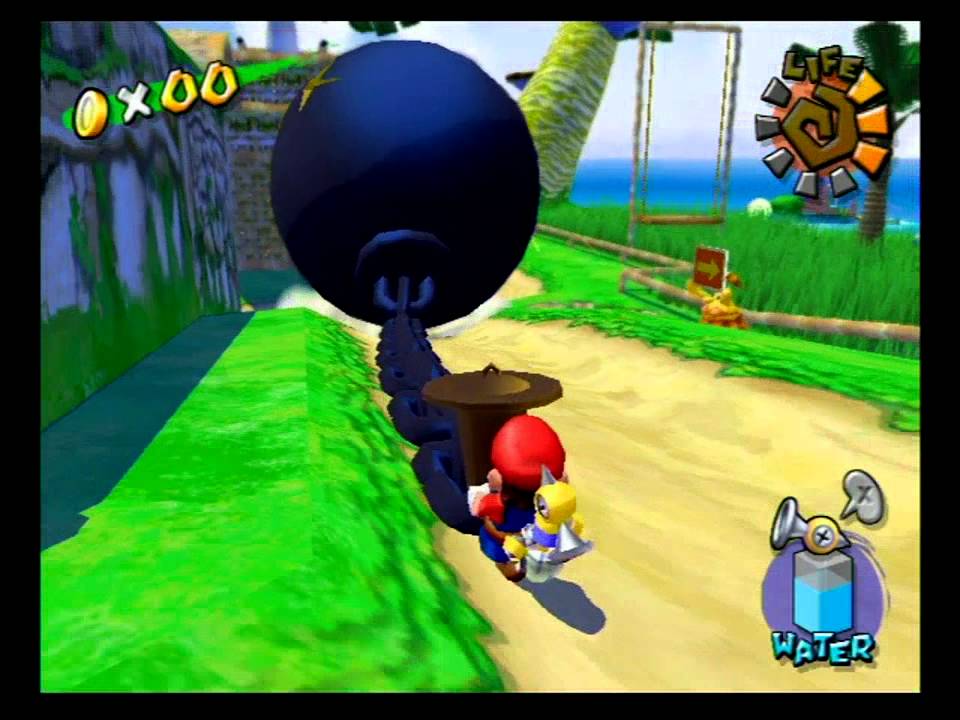 Super Mario Sunshine (GC) Shine Sprite 55 - Pinata Village - Chain ...