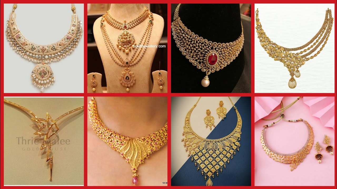 Top 50+ Latest Heavy Weight 22k Gold Necklace Sets Designs Collection ...