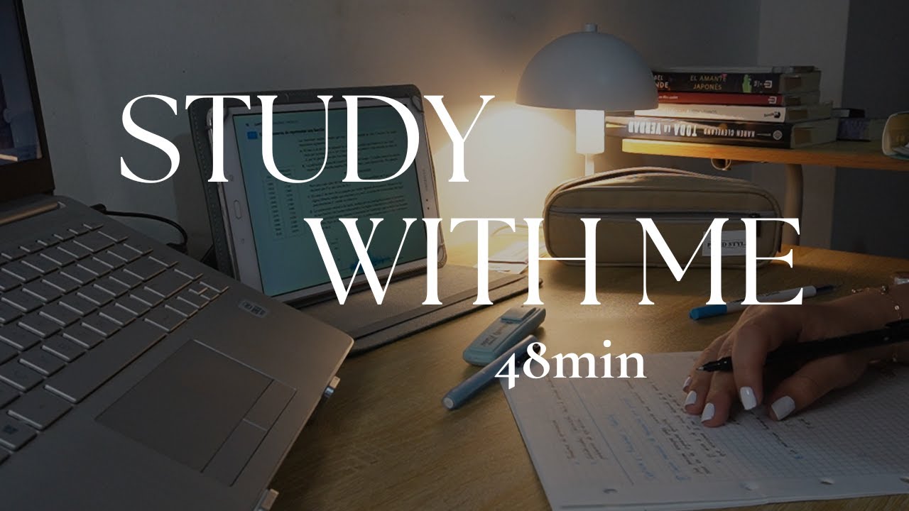 STUDY WITH ME on a RAINY afternoon | 48min, Calm Music, Rain sounds, Focus & Productivity - YouTube