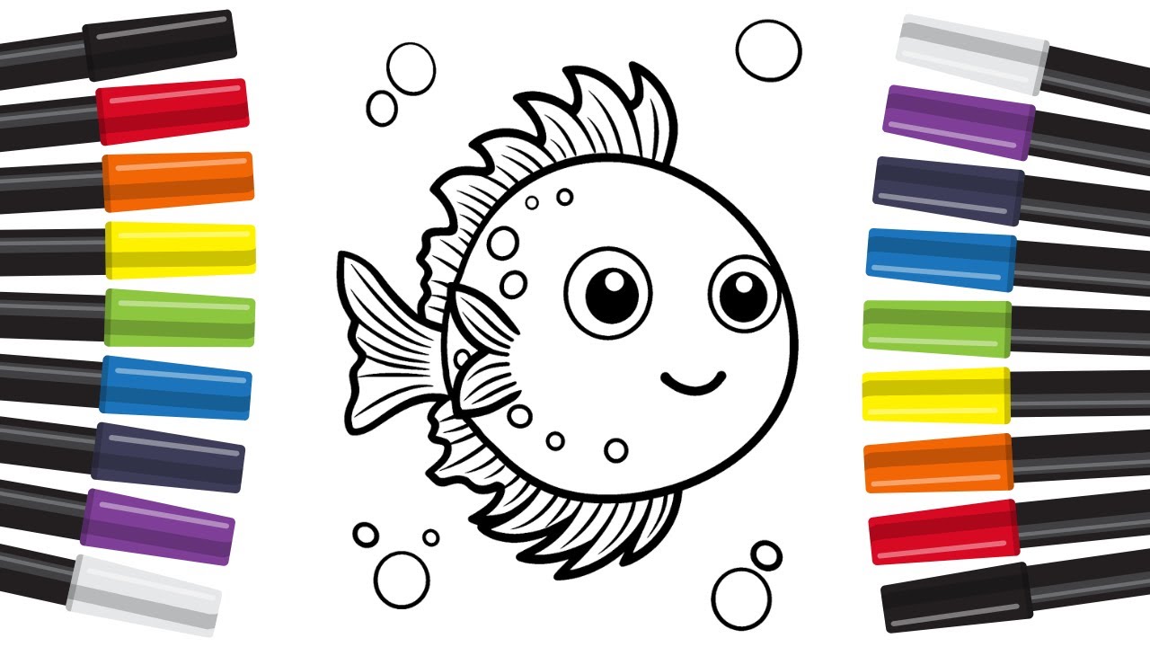 How to Color and Draw a Cute Fish Easy for Kids and Toddlers 🐟🐟 - YouTube