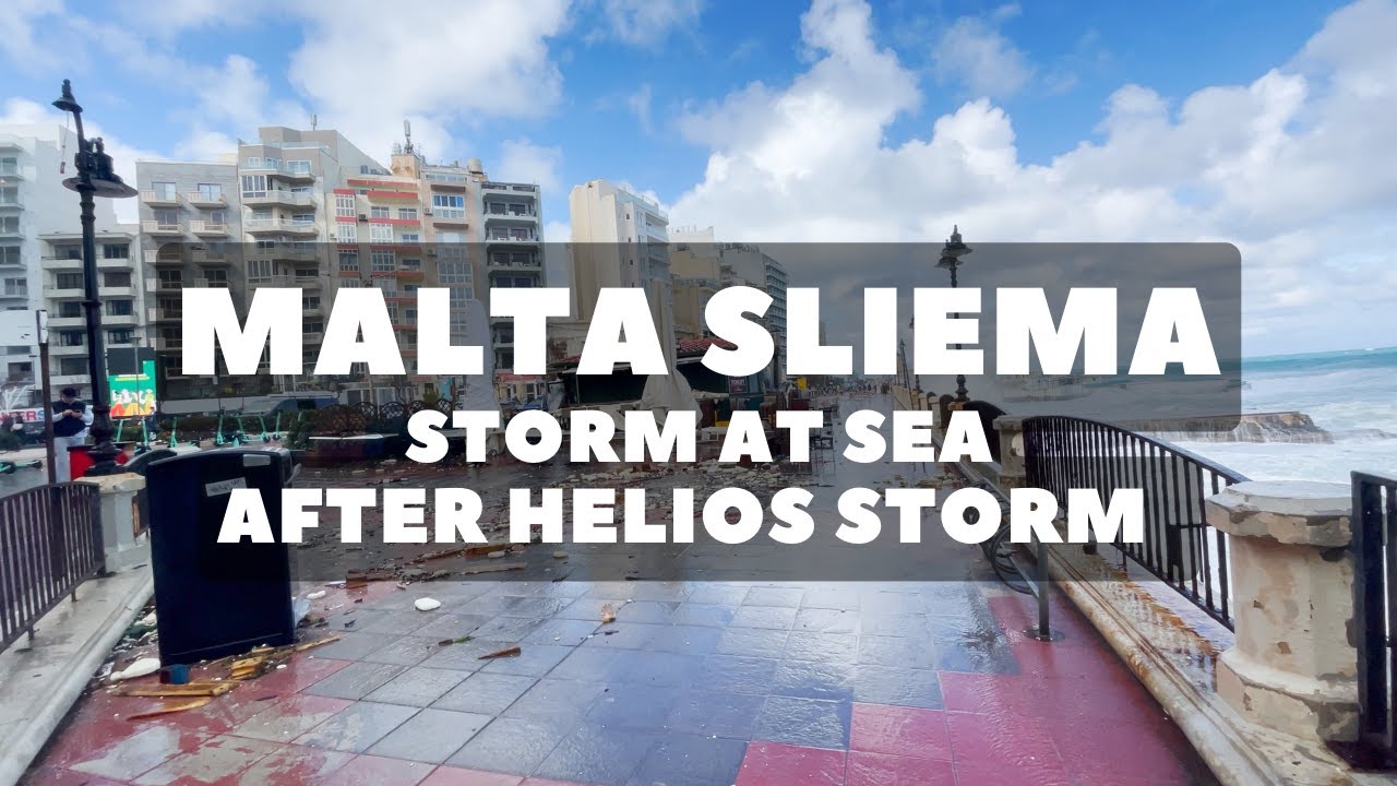 Malta Sliema storm at sea after HELIOS STORM - YouTube