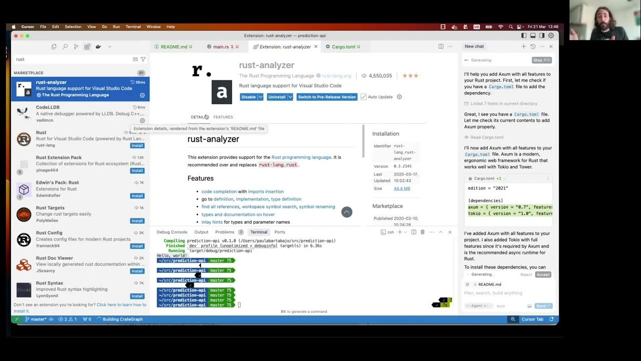 Let's build a REST API in Rust - Part 3/10 - Hello world with /health endpoint - YouTube