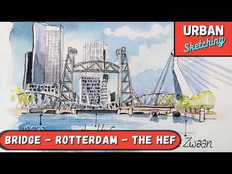 Urban Sketch - How to draw a Skyline Rotterdam - YouTube