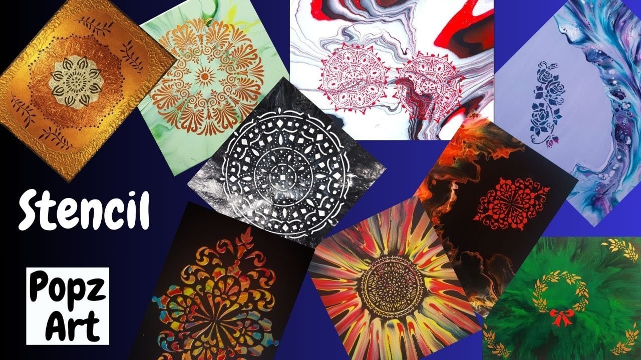 Collection Of Stencil On Acrylic Pouring - Unique Fluid Art - Dutch ...