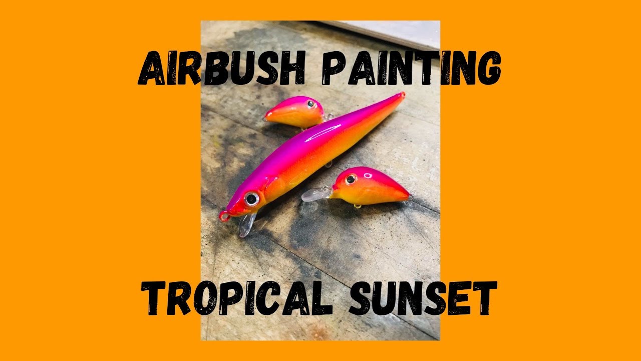 How to airbrush paint my Tropical Sunset color on custom baits - YouTube