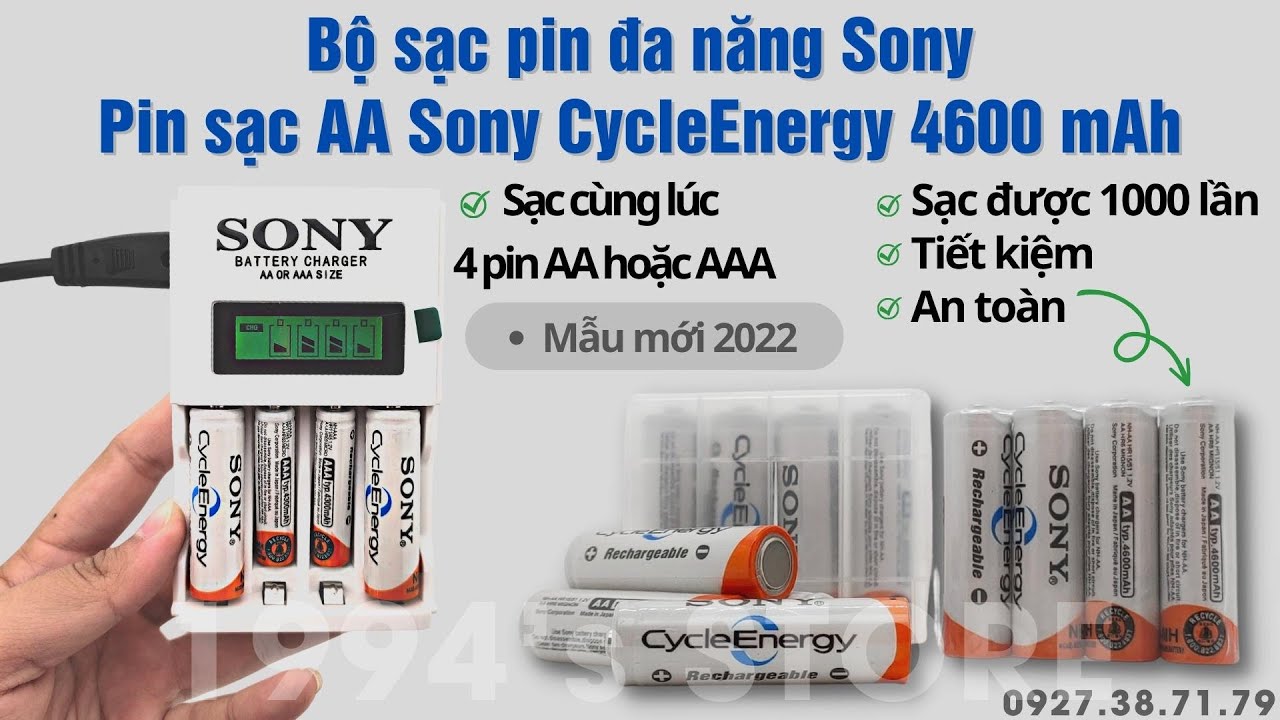 Pin sạc Sony CycleEnergy AA (4600mAh) và AAA (4300mAh) - Pin 2A và 3A ...