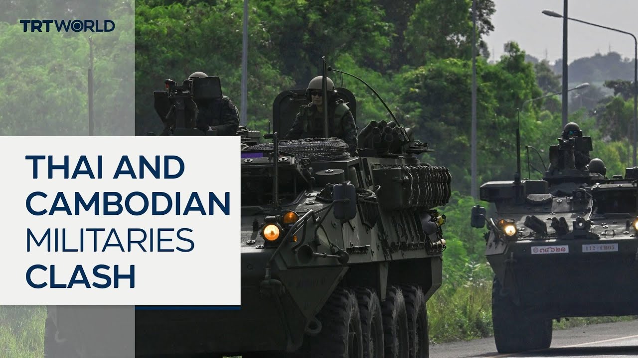 Thai and Cambodian militaries clash at disputed border - YouTube