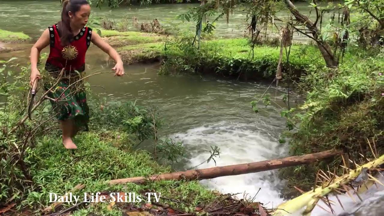 Smart trap fish | Skills build trap fish in river and catch big fish ...
