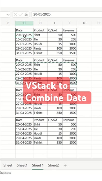 VStack to Combine Data Easly | #microsoftoffice #excel#shorts #tricks - YouTube