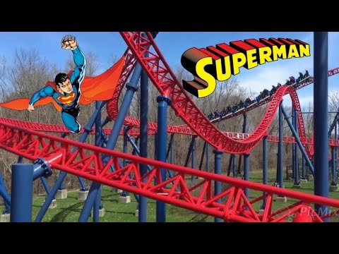 Superman The Ride Intamin Mega Coaster Off-Ride | Six Flags New England ...