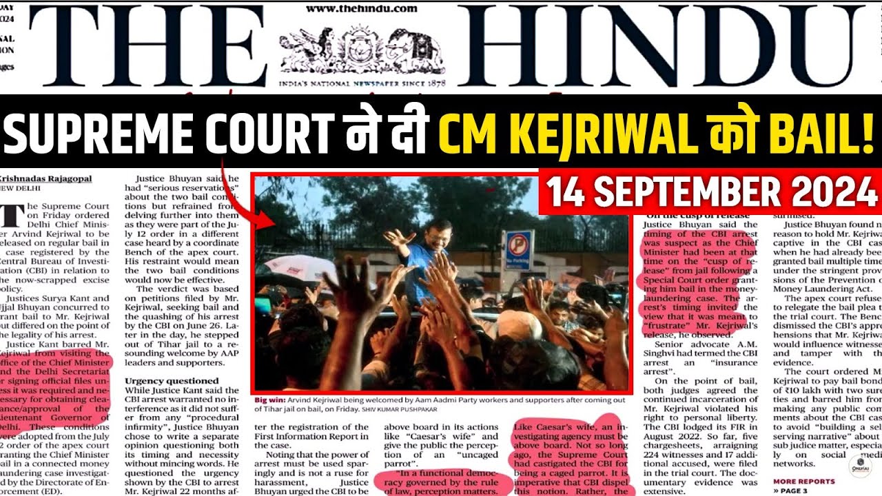 14 September 2024 Current Affairs | Today Hindu Newspaper | Daily ...