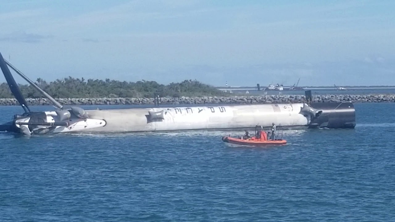 CRS-16 SpaceX Amphibious Falcon 9 Recovery NASA Space X Booster Water ...