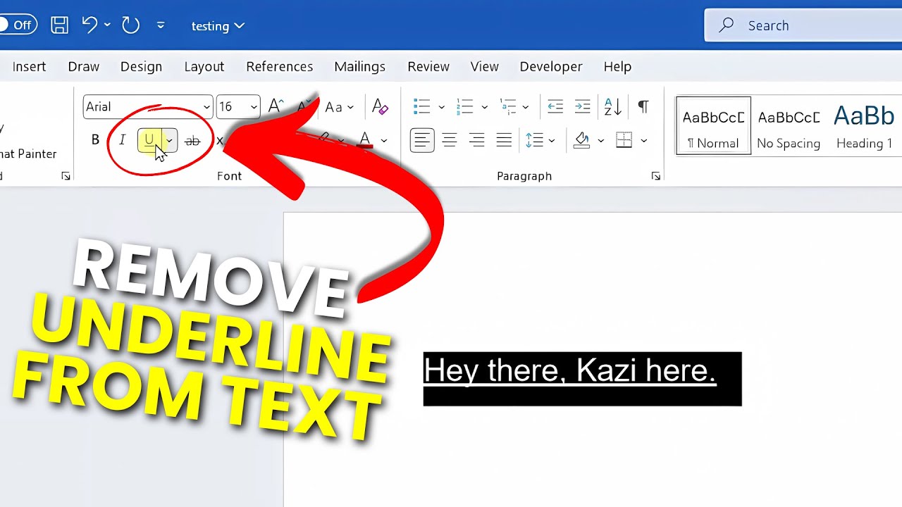 How to Remove Underline from Text in Microsoft Word - YouTube