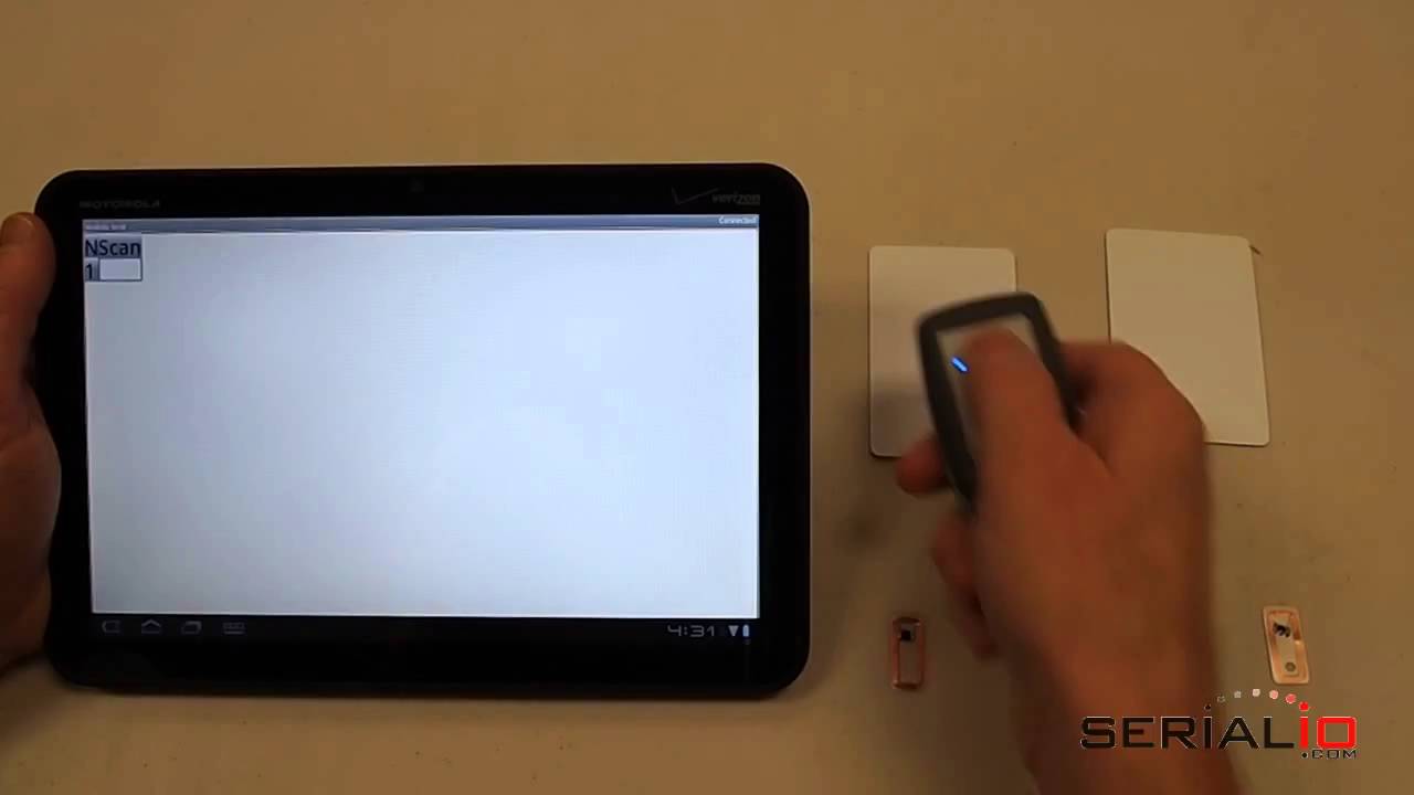 Bluetooth HF 13MHz RFID reader on Motorola Xoom Android Tablet - YouTube
