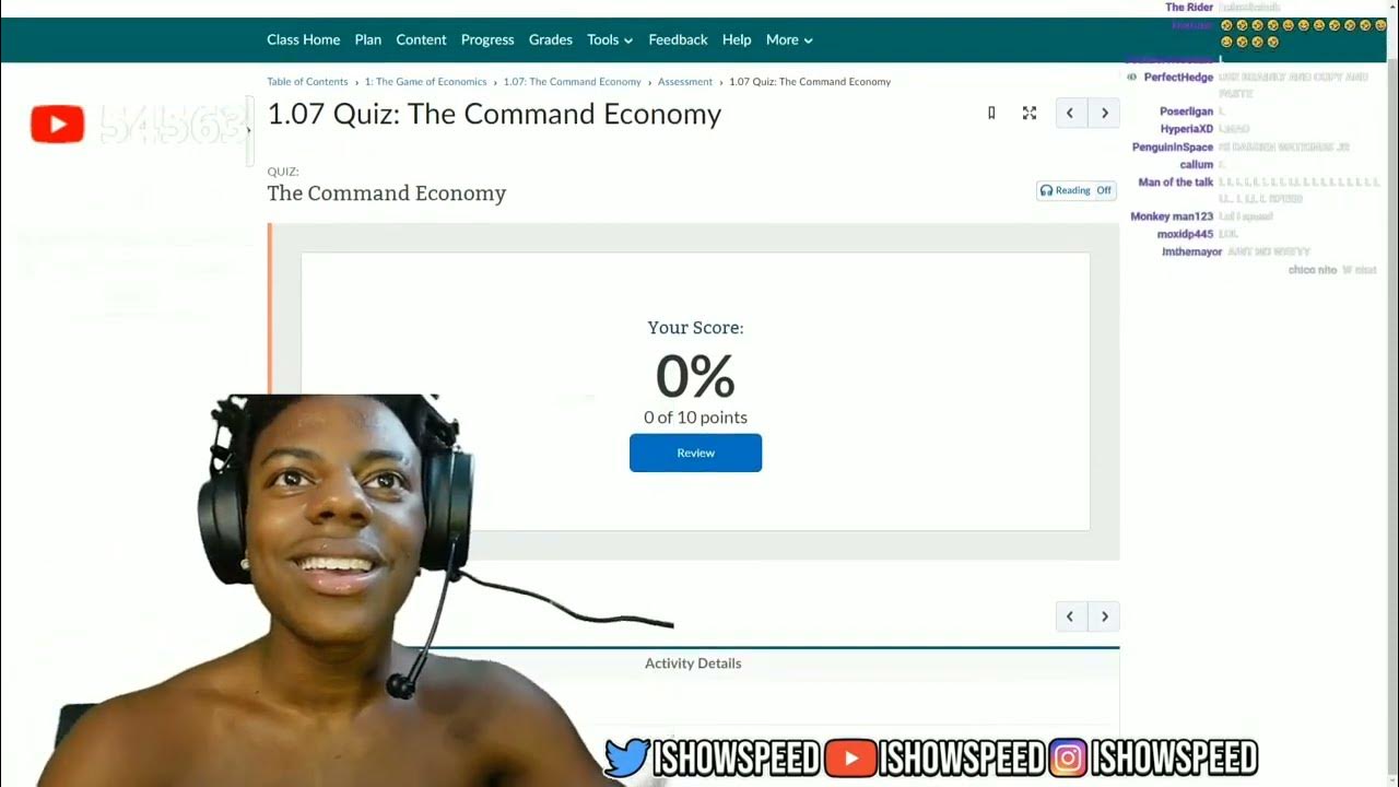 IShowSpeed lets his chat take his school quiz... (FULL VIDEO) - YouTube