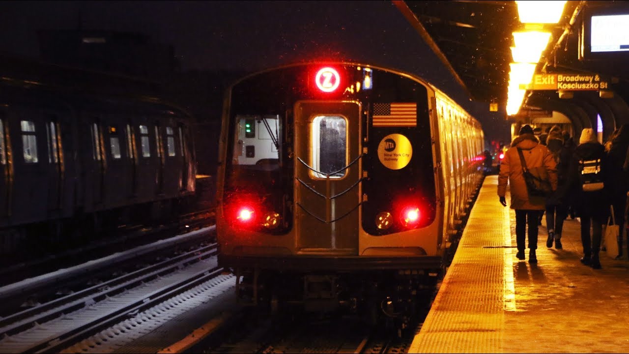 MTA NYC Subway Z train (R179) leaving Kosciuszko St - YouTube