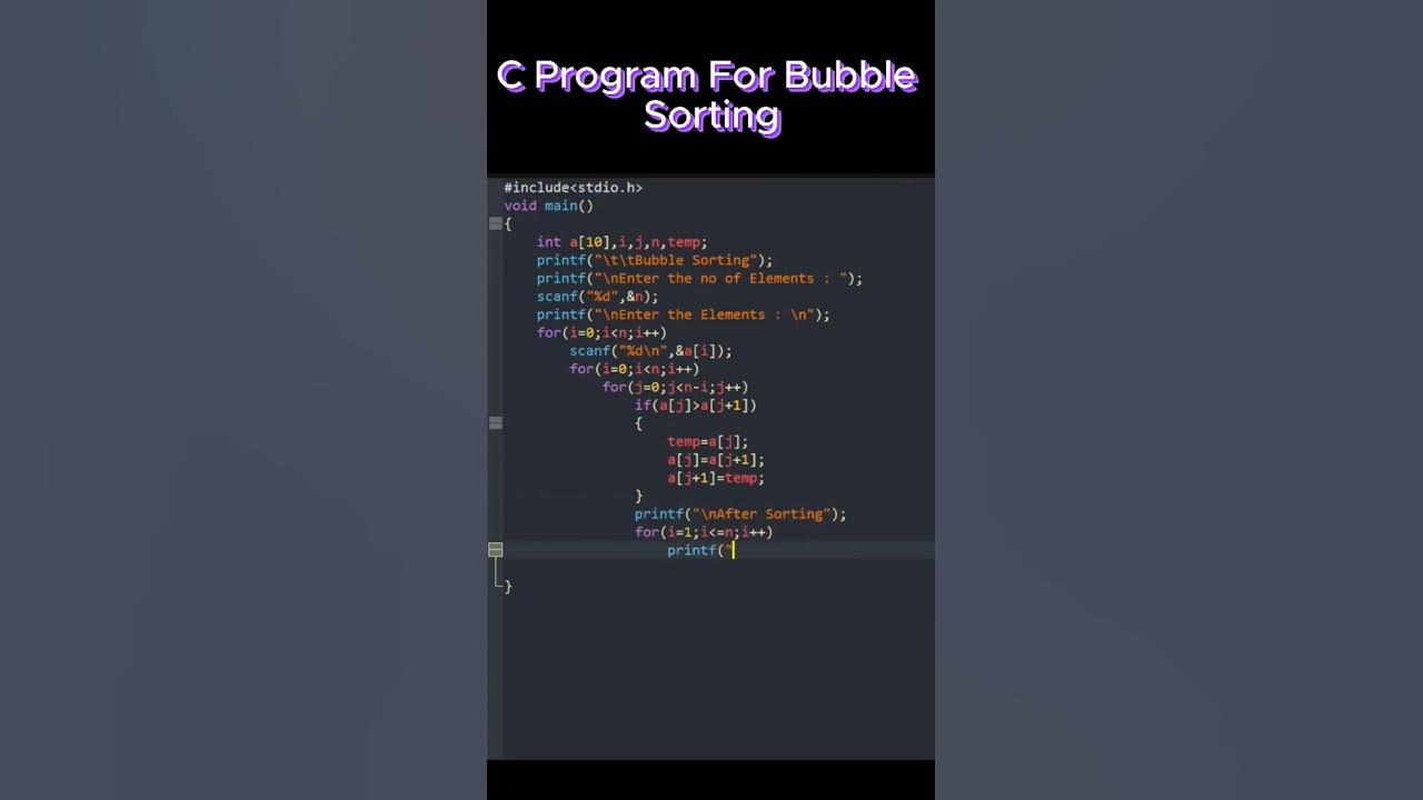 C Program For Bubble Sorting Trending Ccode Programming Coding Codinglife Cprogramming