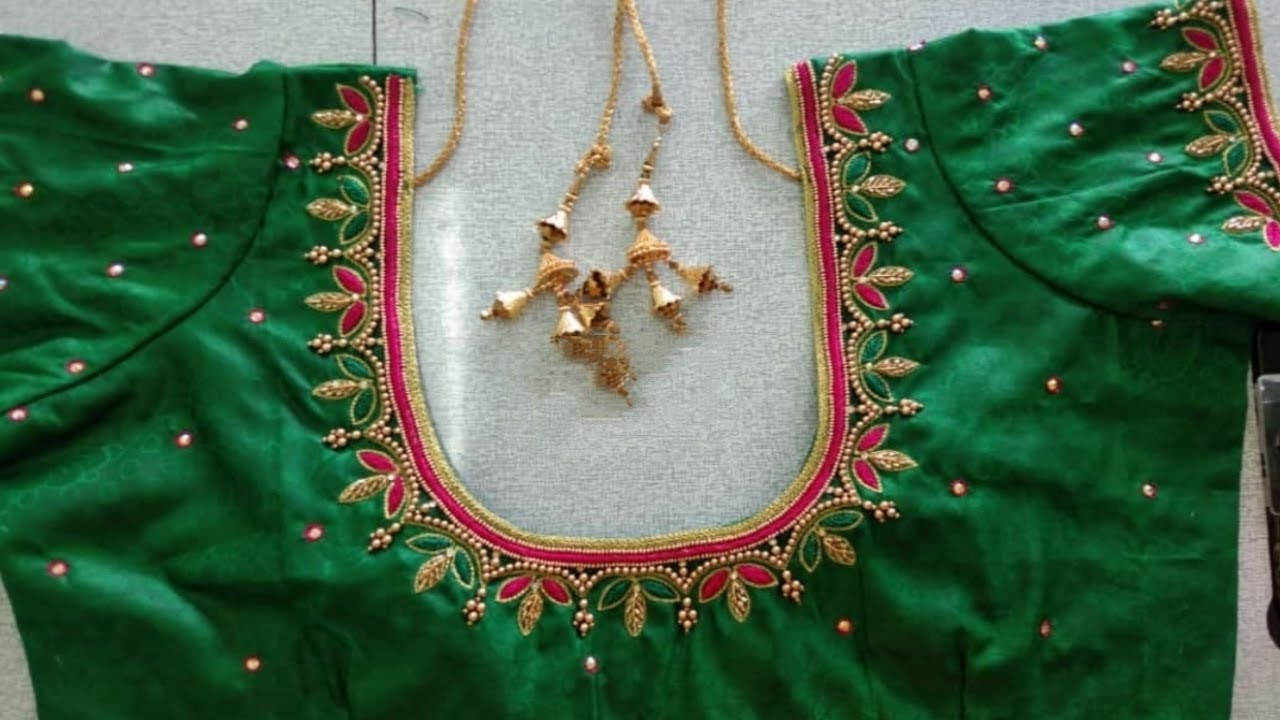 Easy aari work for beginners using beads and silk thread. - YouTube