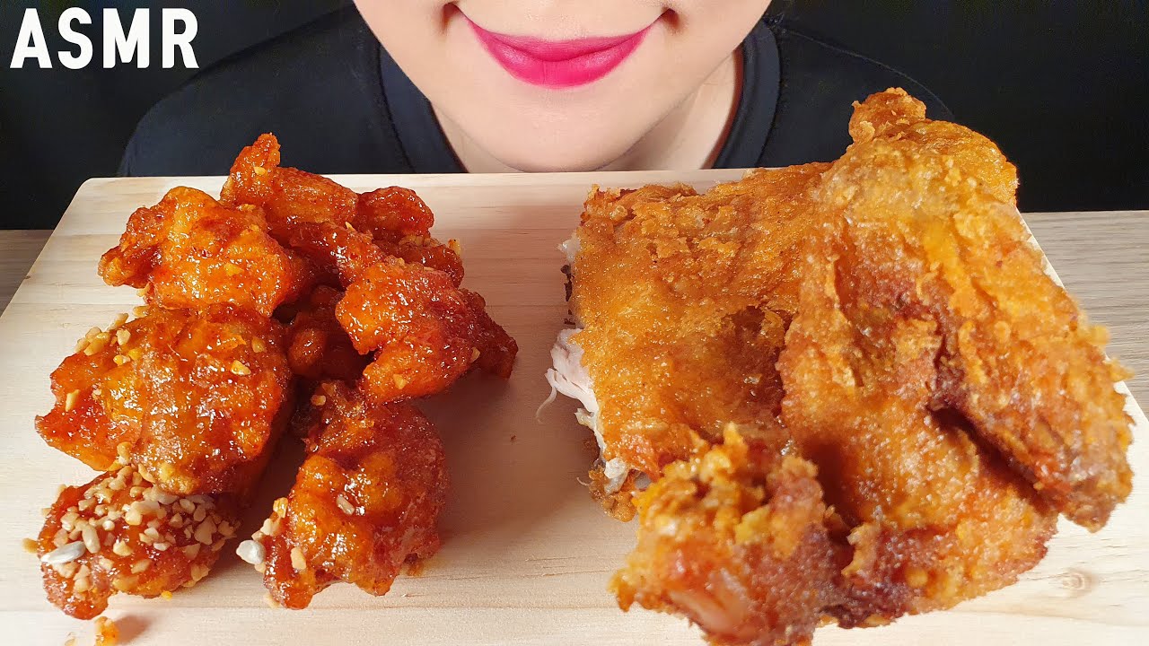 FRIED CHICKEN & SWEET AND SOUR CHICKEN ASMR 옛날통닭 닭강정 먹방Eating Sounds ...