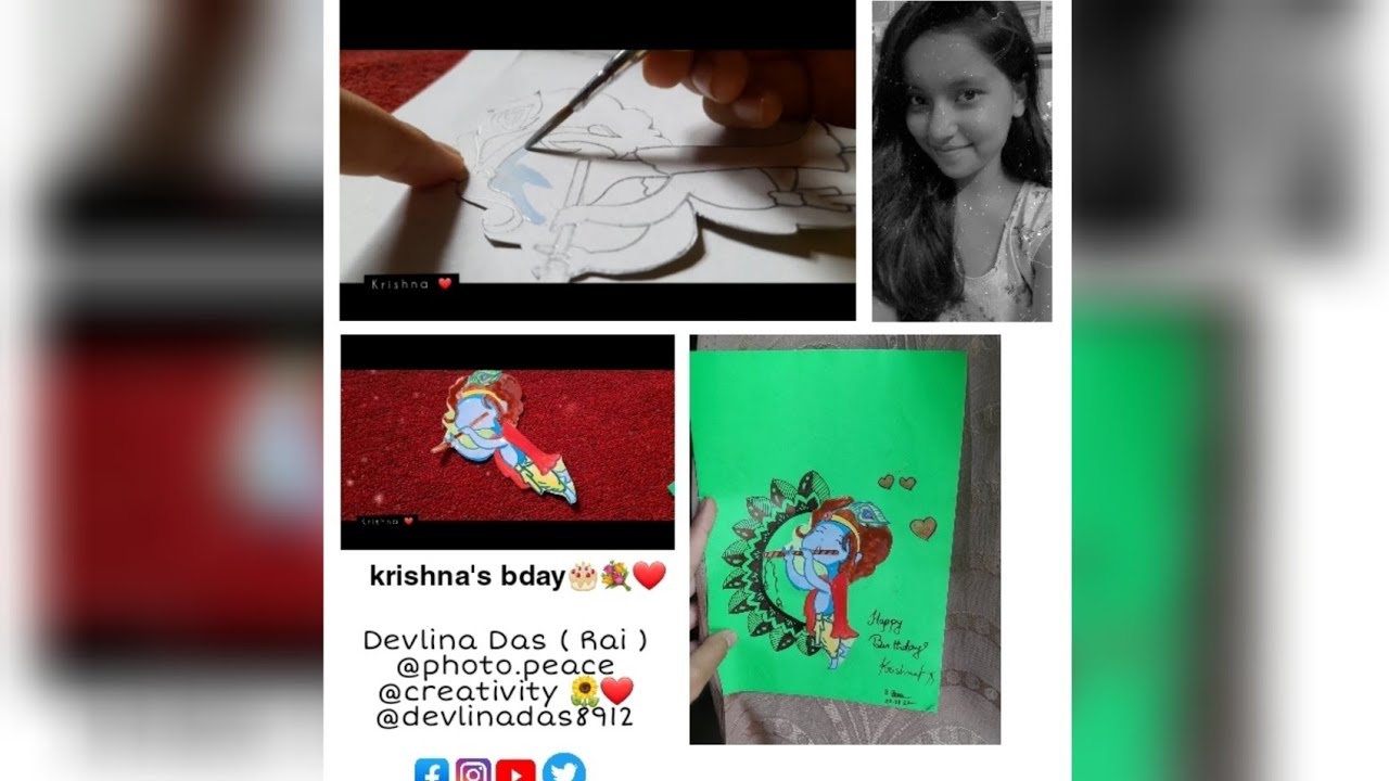 krishna ️ ️ || janmastami special drawing || By Devlina Das 🥰 - YouTube