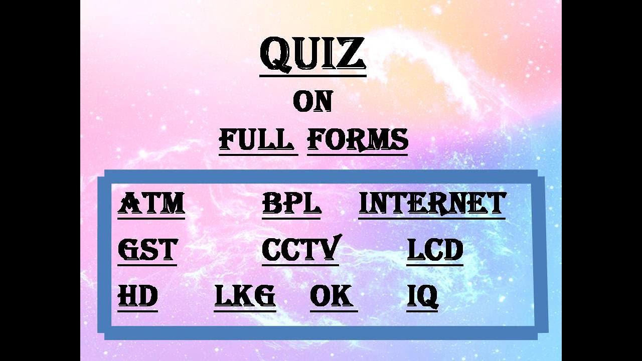 Quiz on full forms Part 1 !! Abbreviations Quiz !! General Knowledge ...