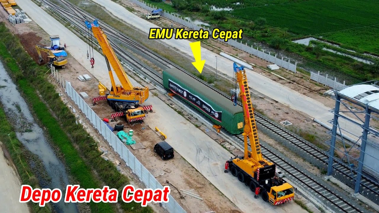 Menjelang Segmen EMU Kereta Cepat ke 2 dikirim ke Depo KCJB Tegalluar ...