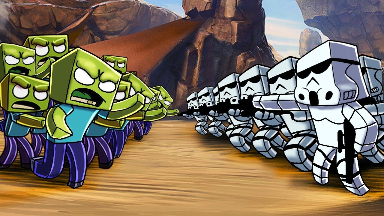 Minecraft - 1000 ZOMBIES VS 100 STORM TROOPERS! (Mob Battles) - YouTube