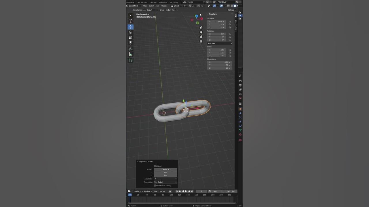 Blender Tutorial - How to model and animate a chain #shorts #blender #3d #modeling #tutorial # ...