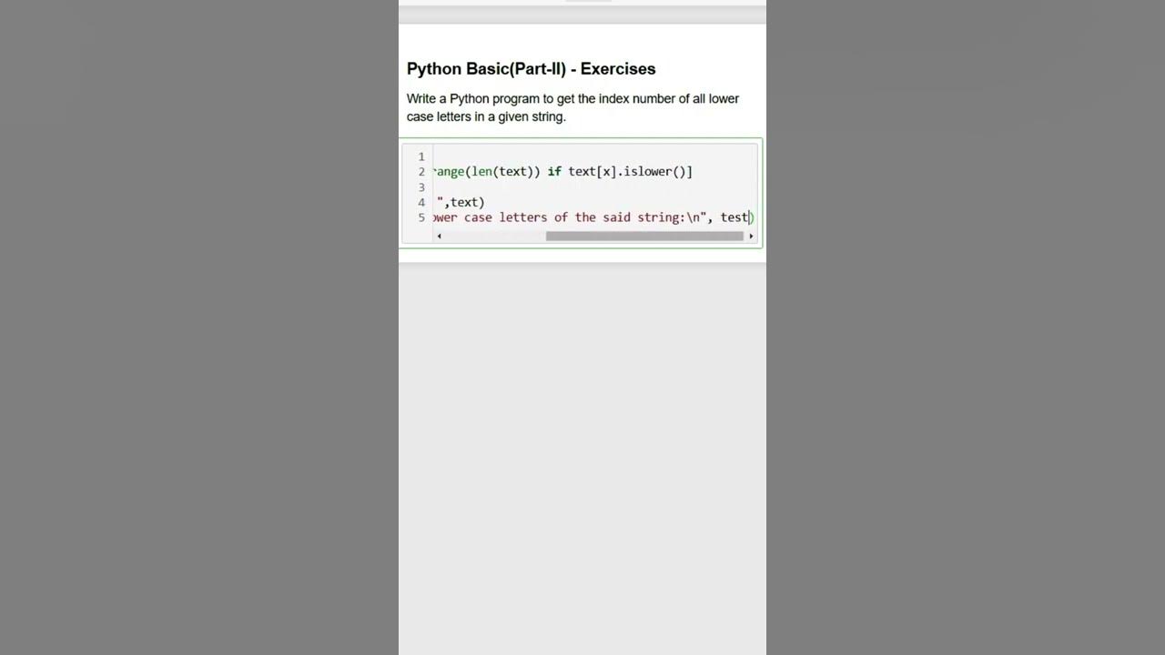 Python Basic (Part -II) - Exercises with Solution | Leaning | python programming #shorts ...