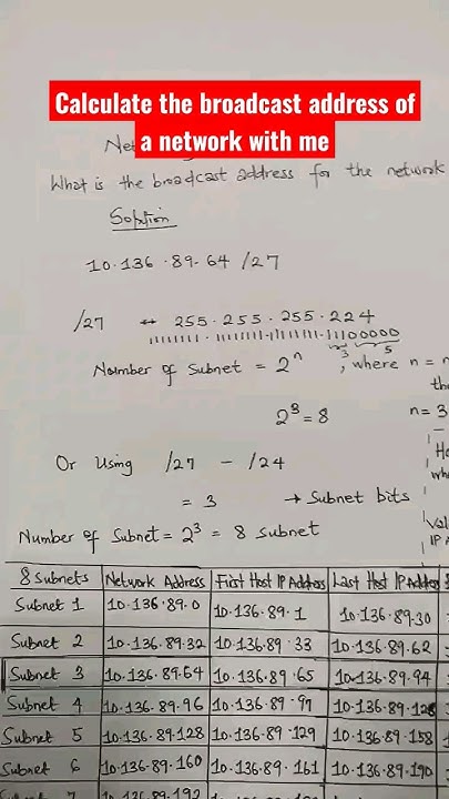 Calculate the network broadcast address #ccna#networkengineer #switch#computer #networking# ...