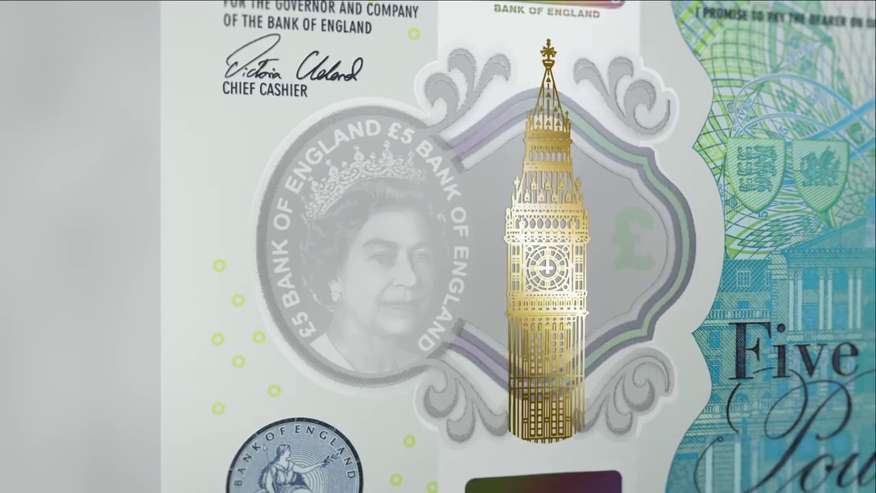 Bank Notes Pound the New Fiver Key Security Features - YouTube
