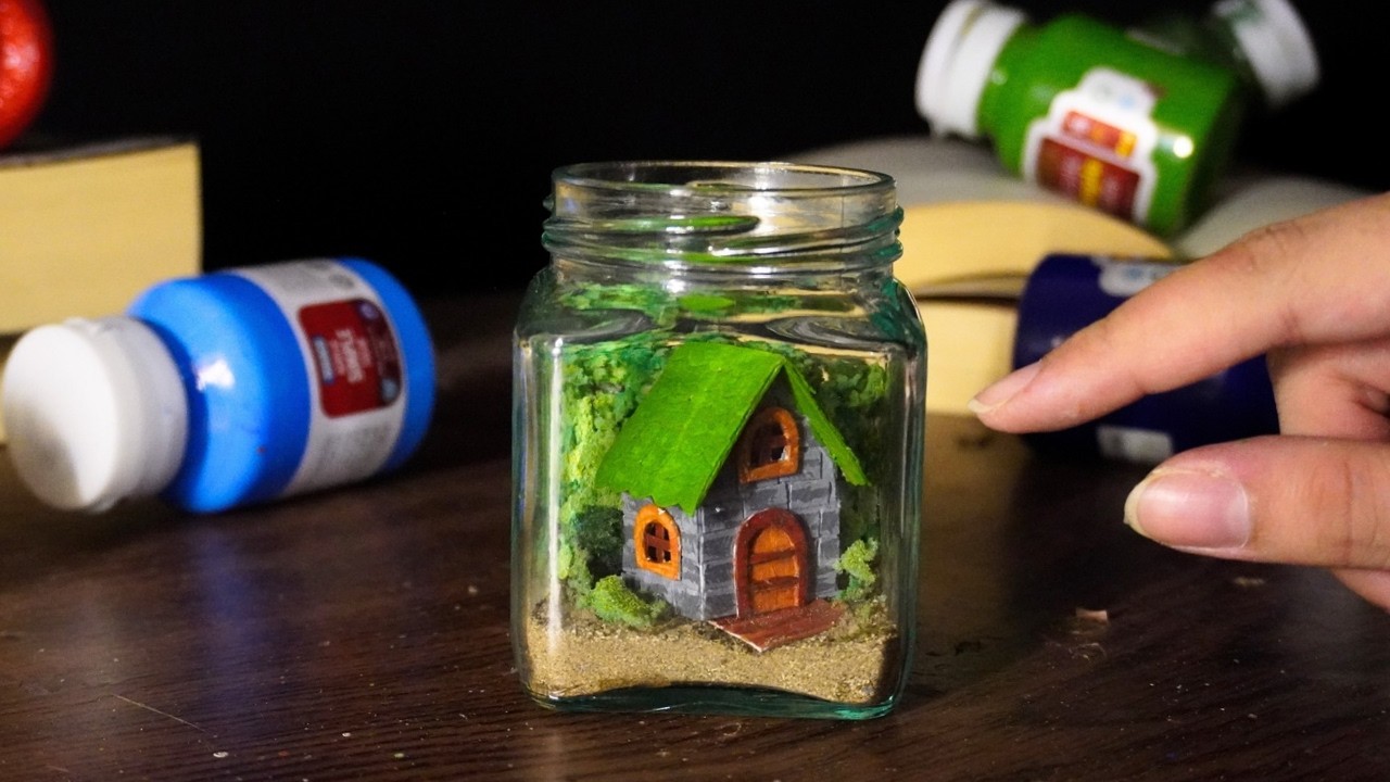 How to Make Miniature House Inside a Jar | Diy Fairy House Cottage from ...