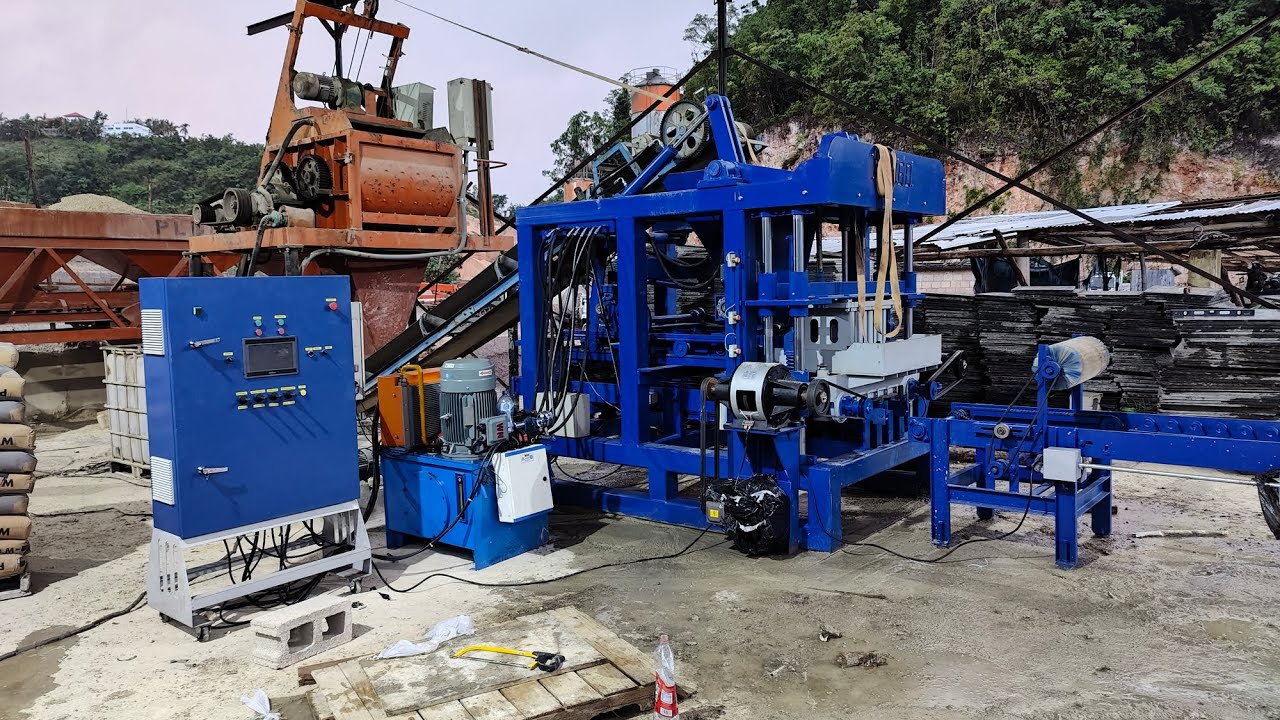 Automatic block machine industrial block factory - YouTube